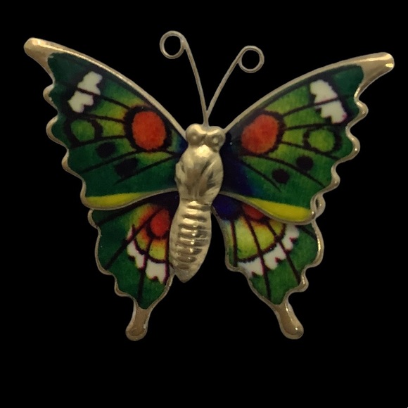Source Unknown | Jewelry | Vintage Enamel Monarch Butterfly Pin Ronte ...